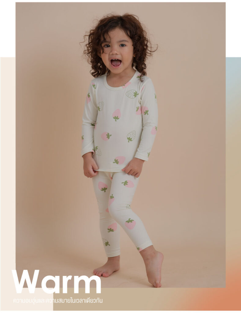 ชุดนอนเด็กแขนยาวขายาว 24fw/Peach Warm set Sweet Berry - Unifriend Thailand